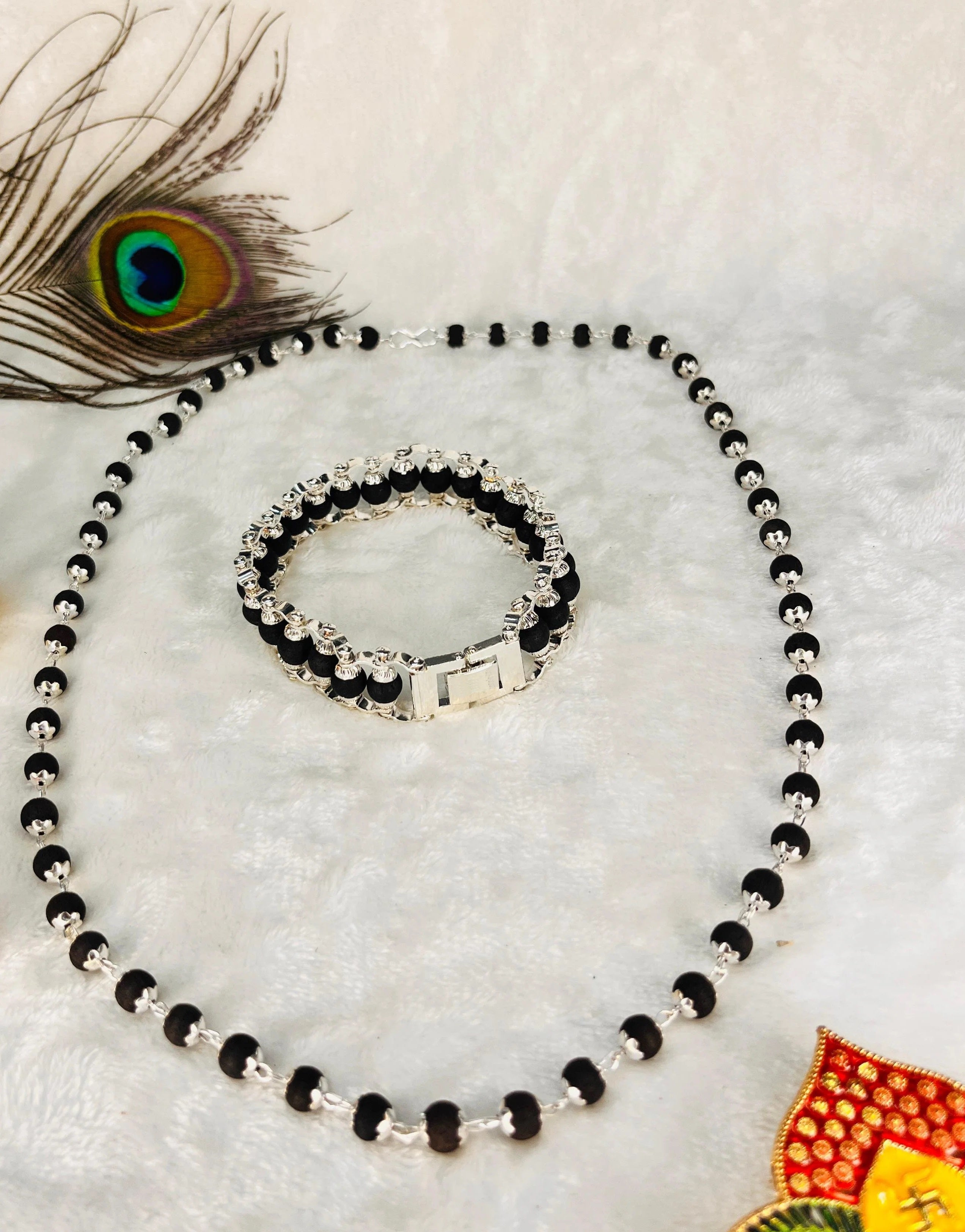 Silver-Plated Eternal Karungali Mala + Karungali bracelet combo – Mokshima