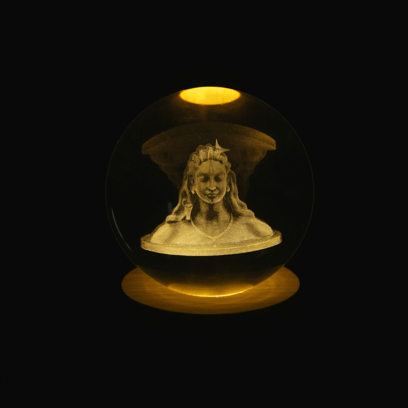 Adiyogi 3D Crystal Ball Lamp By Mokshima